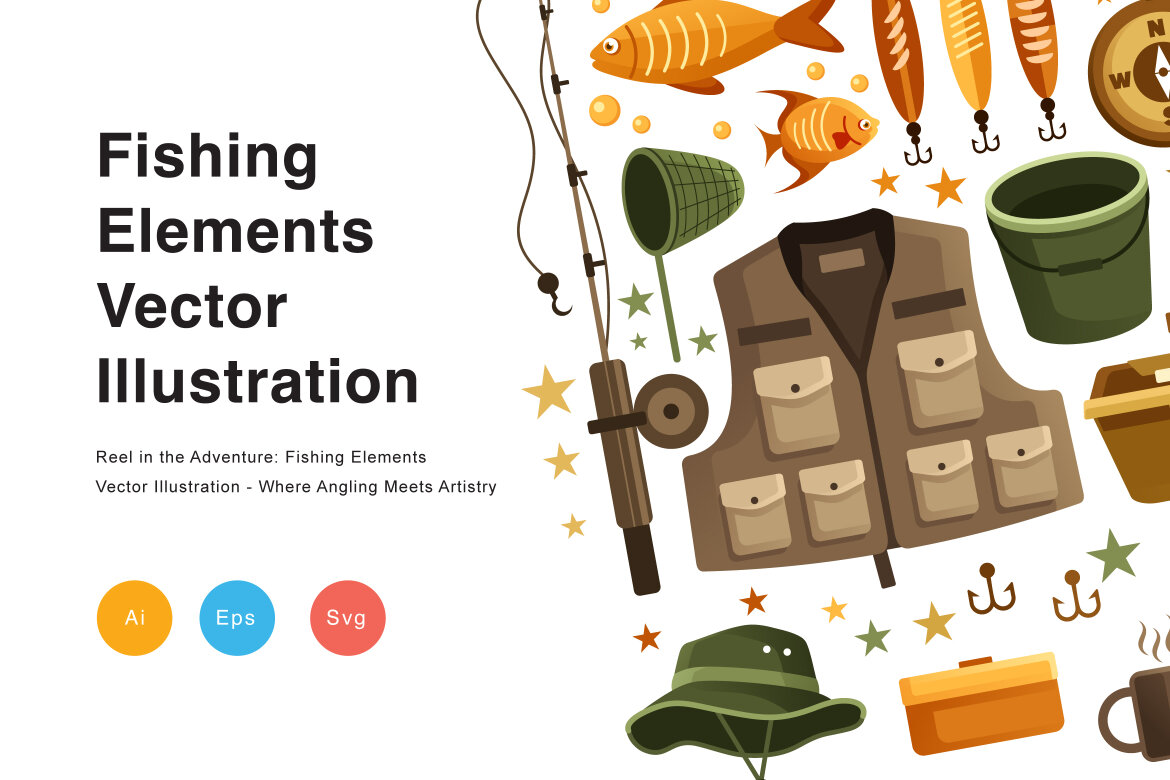 Fishing Elements Vector Illustration | Deeezy