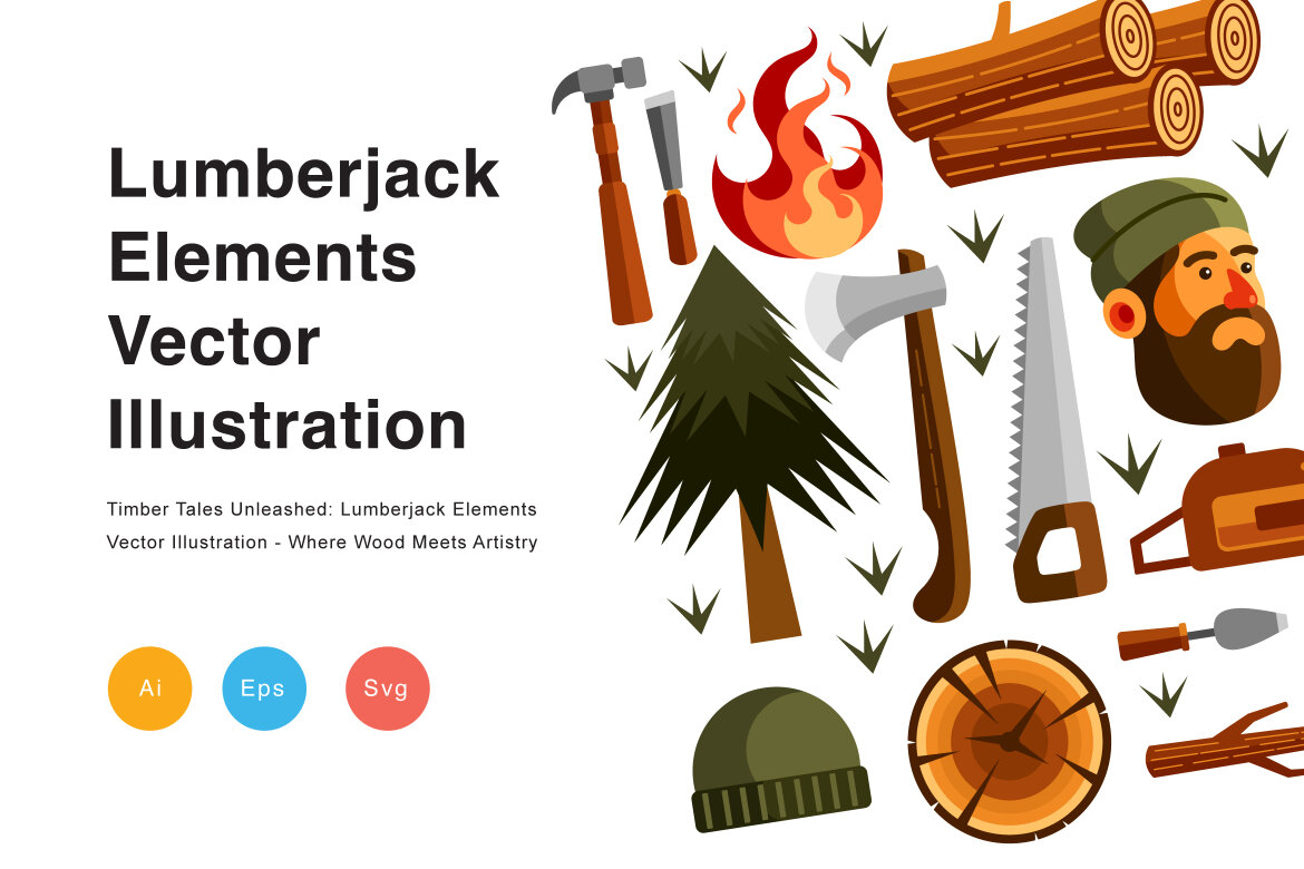 Lumberjack Elements Vector Illustration | Deeezy