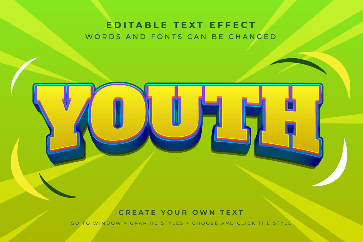 Vector Text Effect - 3d Youth Fun | Deeezy