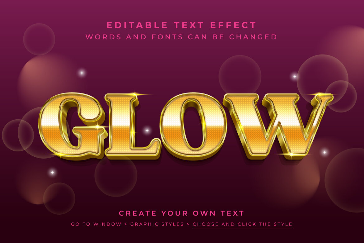 Vector Text Effect - 3D Glow Gold | Deeezy