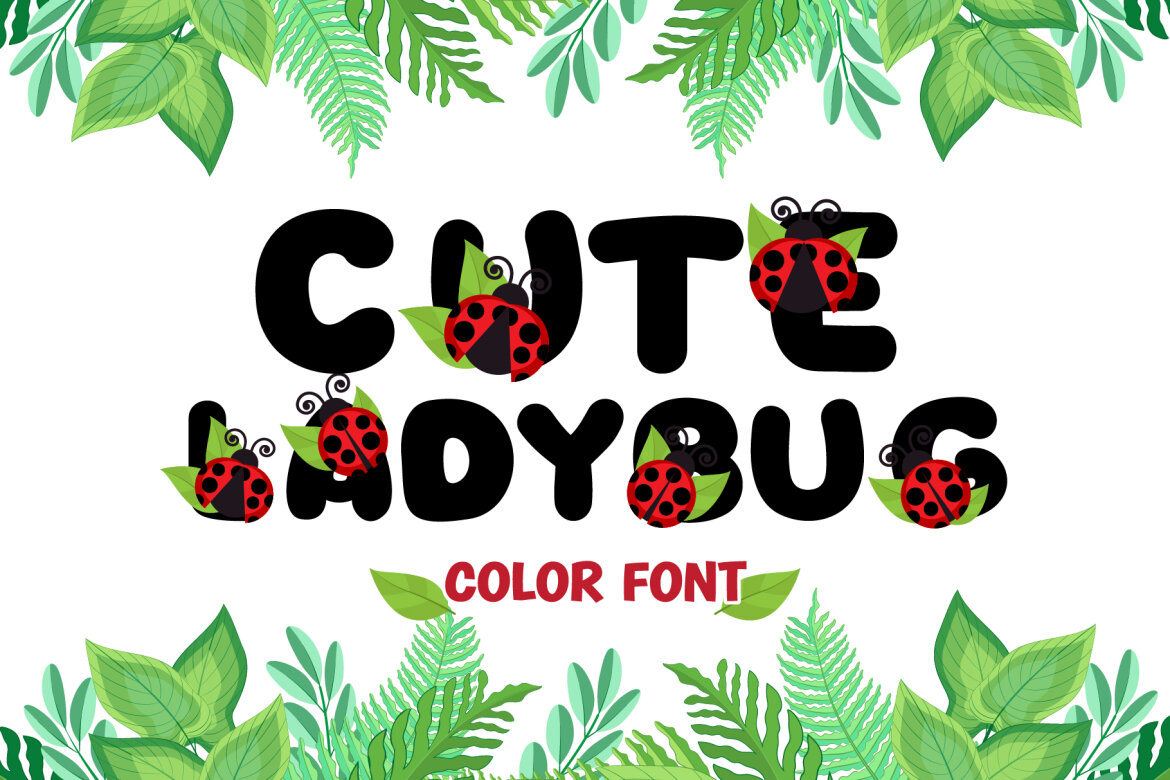 Cute Ladybug Color Font | Deeezy