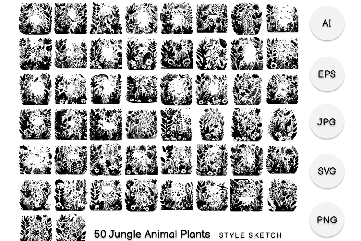 Jungle Animal Plants Element Black | Deeezy