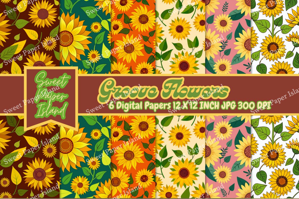 6 FREE Digital Papers - Groove Flowers | Deeezy