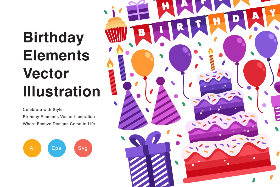 Birthday Elements FREE Vector Illustration | Deeezy