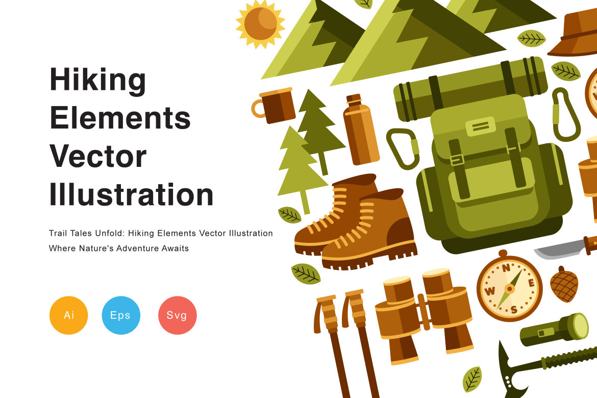 Hiking Elements Vector Illustration | Deeezy