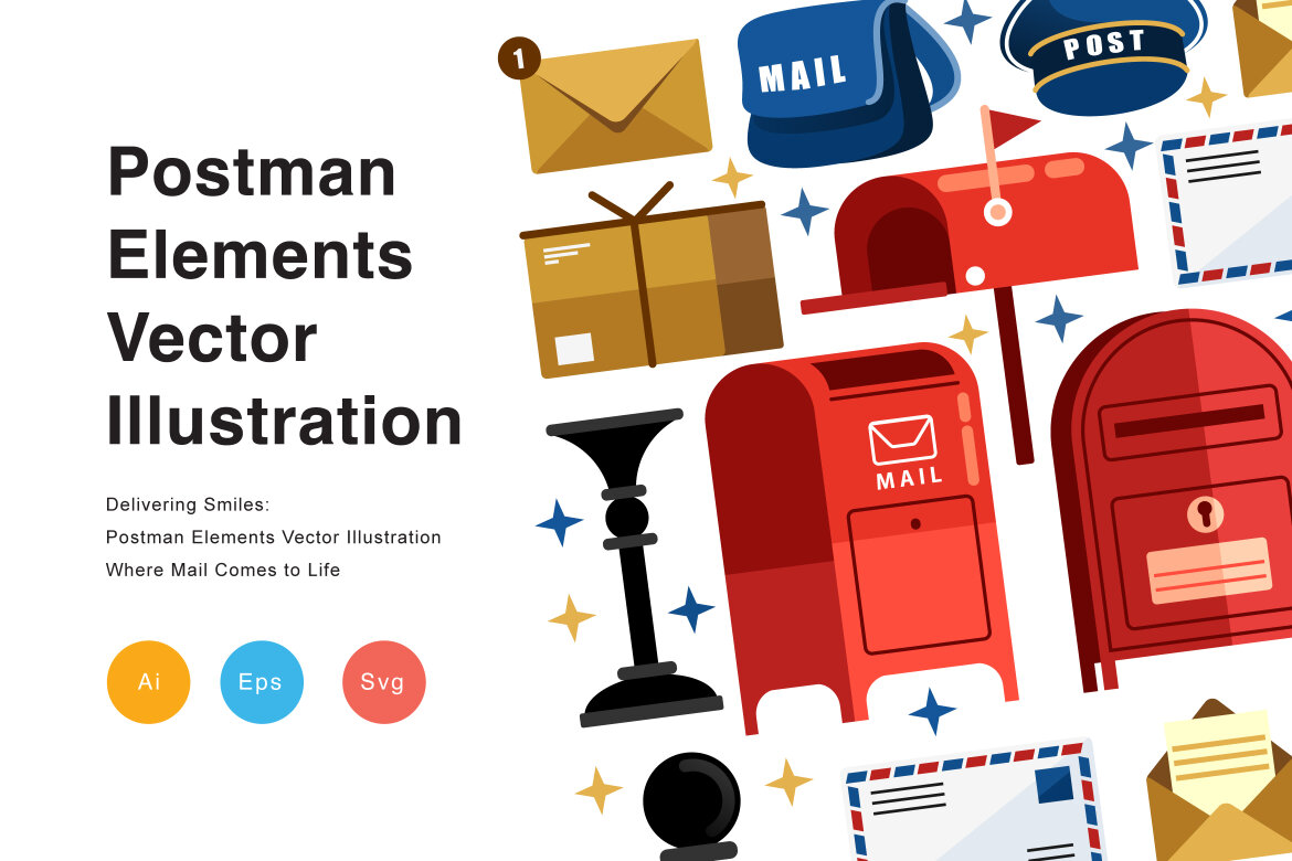 Postman Elements Vector Illustration | Deeezy