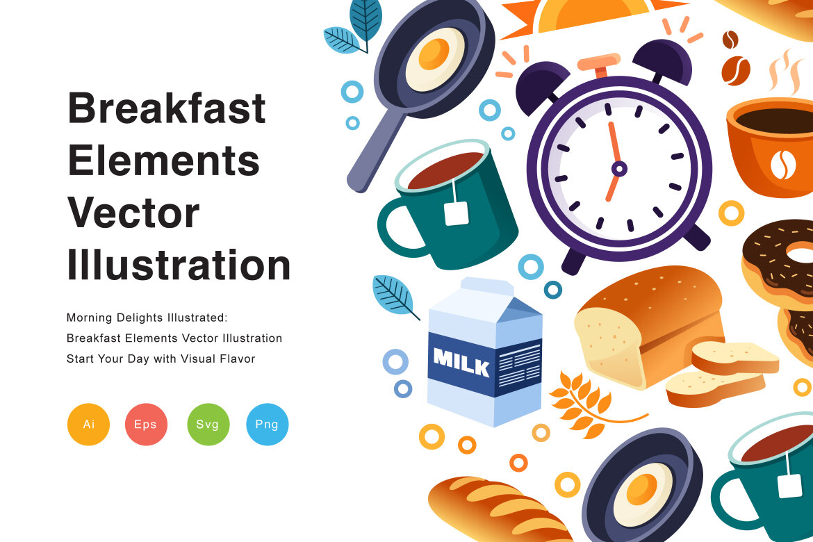 Breakfast Elements Vector Illustration | Deeezy