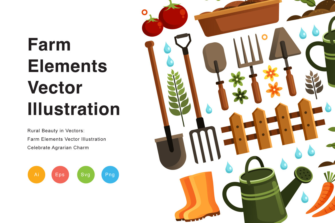 Farm Elements Vector Illustration | Deeezy