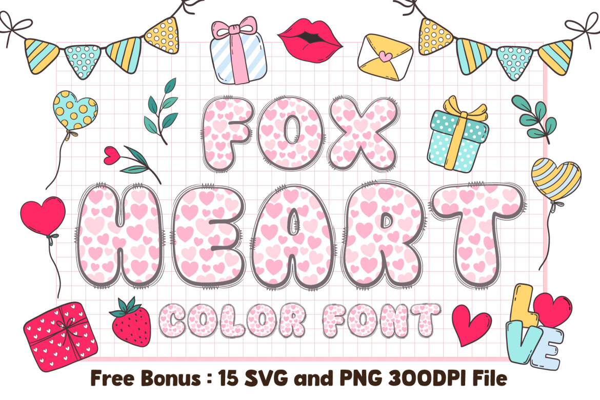 Fox Heart Color Font | Deeezy