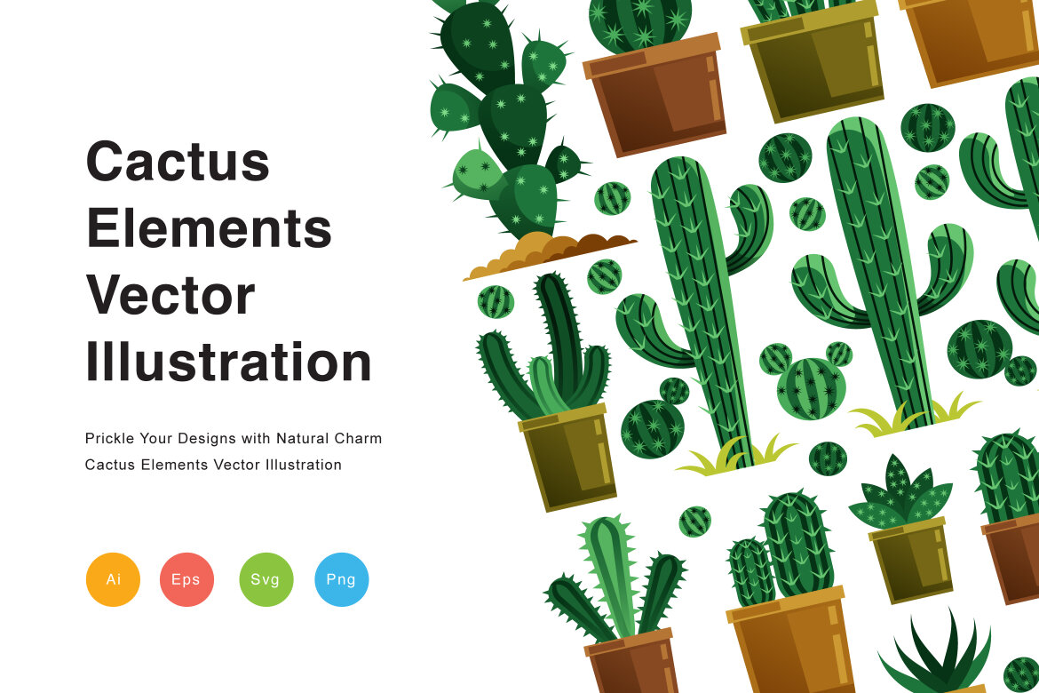 Cactus Elements Vector Illustration | Deeezy