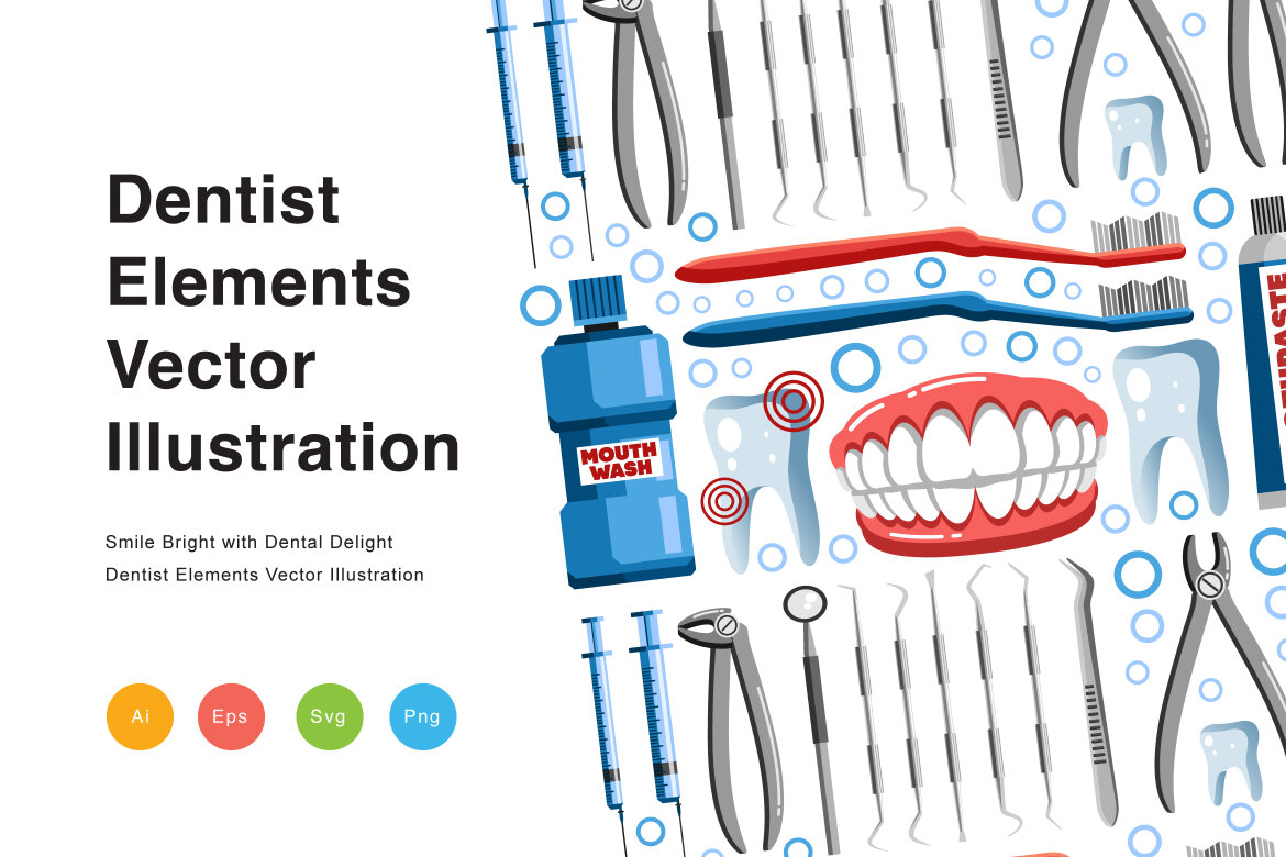 Dentist Elements Vector Illustration | Deeezy