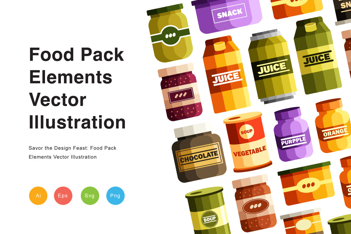 Food Pack Elements Vector Illustration | Deeezy