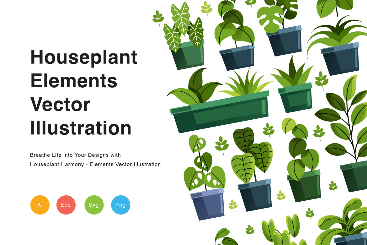 Houseplant Elements Vector Illustration | Deeezy