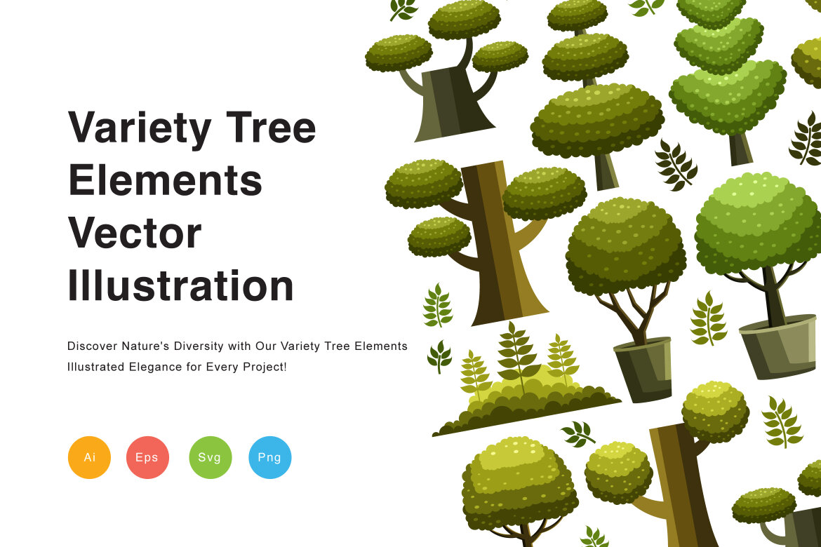 Variety Tree Elements Vector Illustration | Deeezy
