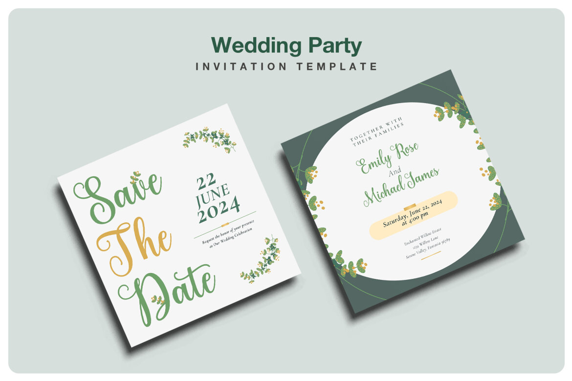 Wedding Party Invitation Square | Deeezy