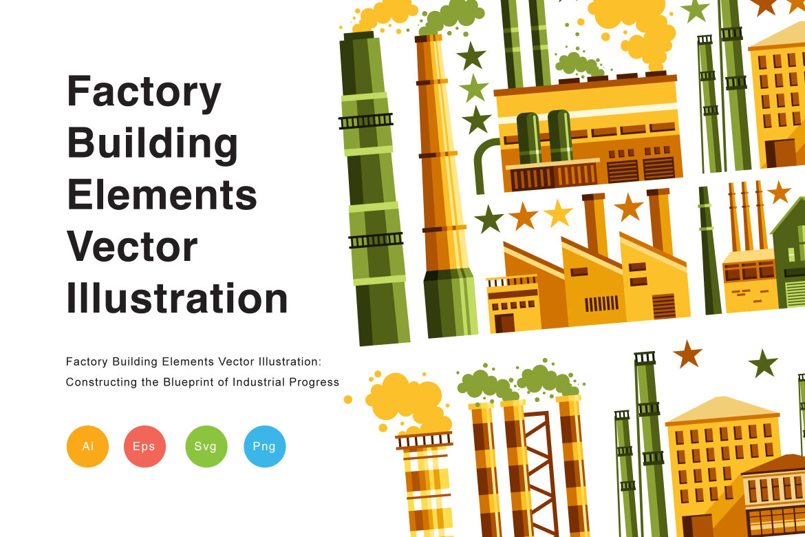 Factory Building Elements Vector Illustration | Deeezy