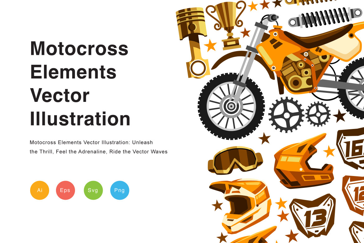 Motocross Elements Vector Illustration | Deeezy