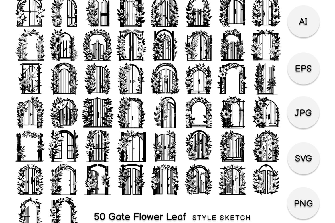 Gate Flower Leaf Element Draw Black | Deeezy