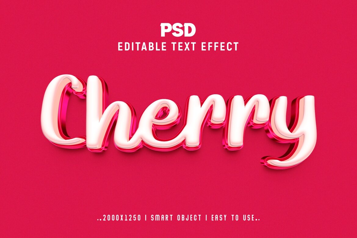 3d cherry editable psd text effect style | Deeezy