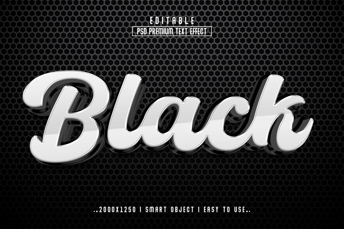 Black 3D editable text effect style | Deeezy
