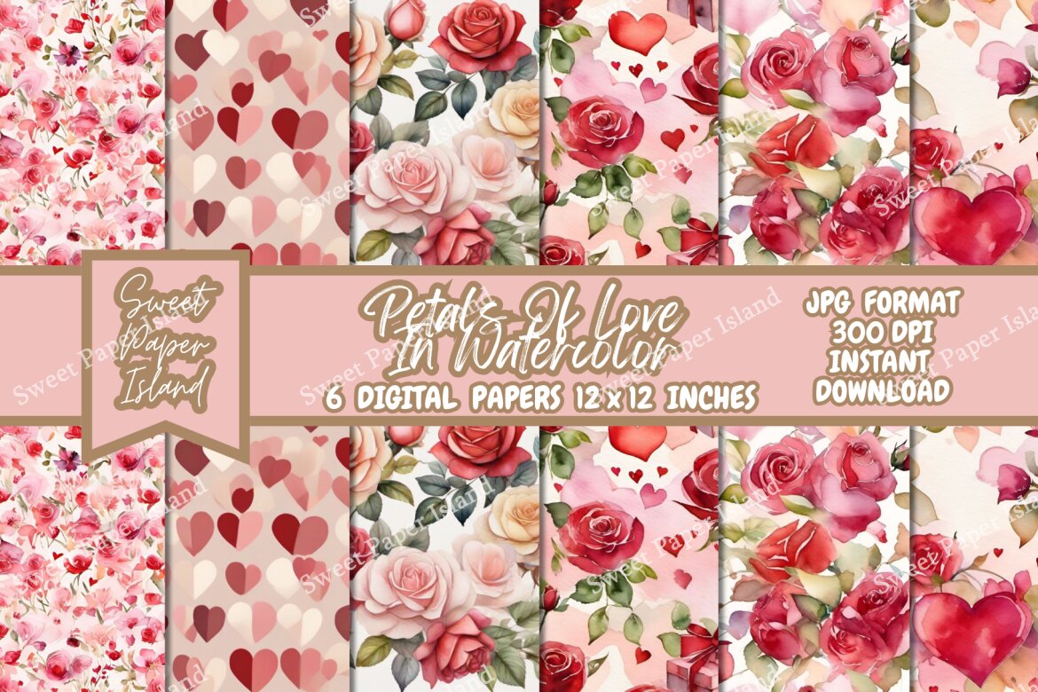 6 FREE Digital Papers - Petals Of Love | Deeezy