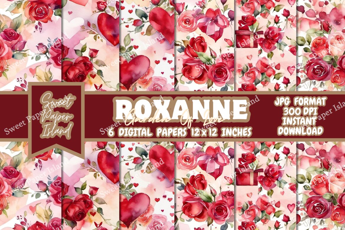 6 FREE Digital Papers - ROXANNE Garden Of Love | Deeezy