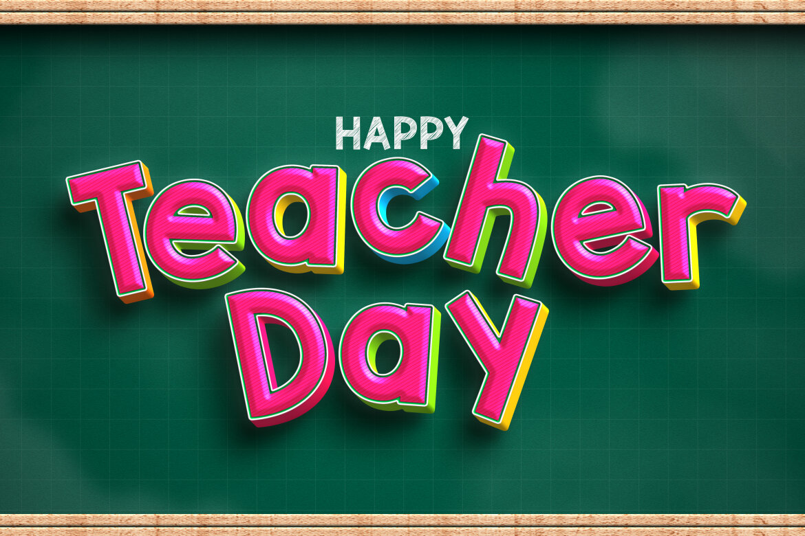 Happy Teacher's Day 3d text effect editable psd Modern style (4) | Deeezy