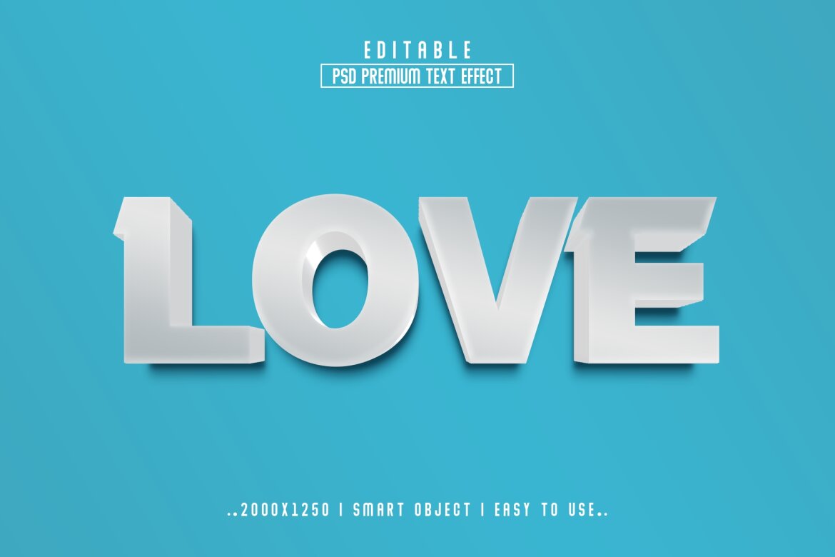 love 3d editable psd text effect style 10 | Deeezy