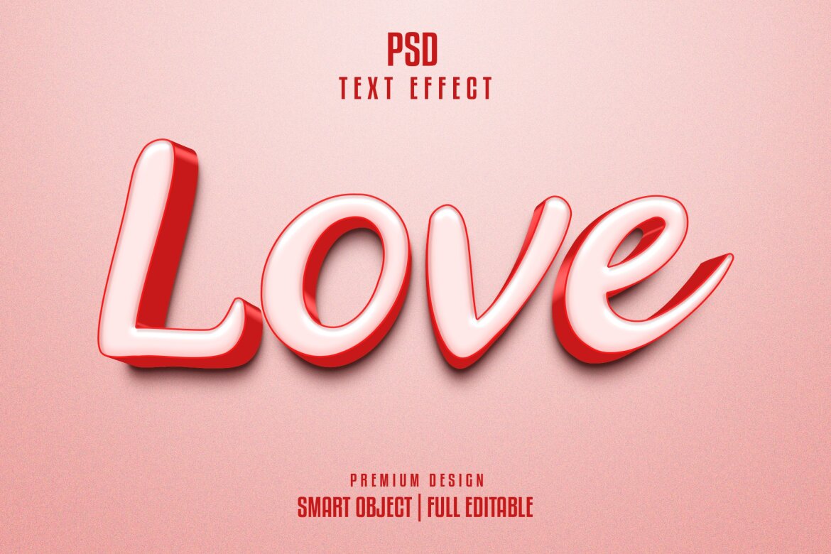 love 3d editable psd text effect style 11 | Deeezy