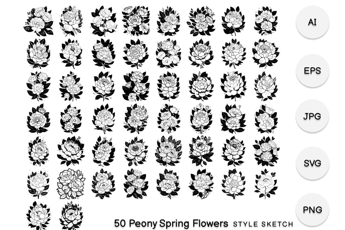 Peony Spring Flowers Element Icon Black | Deeezy