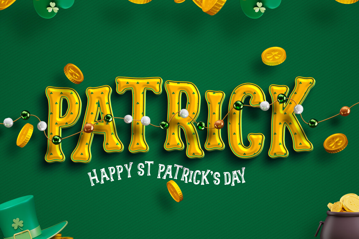 St. Patrick's Day 3D editable psd text effect Modern style (2) | Deeezy