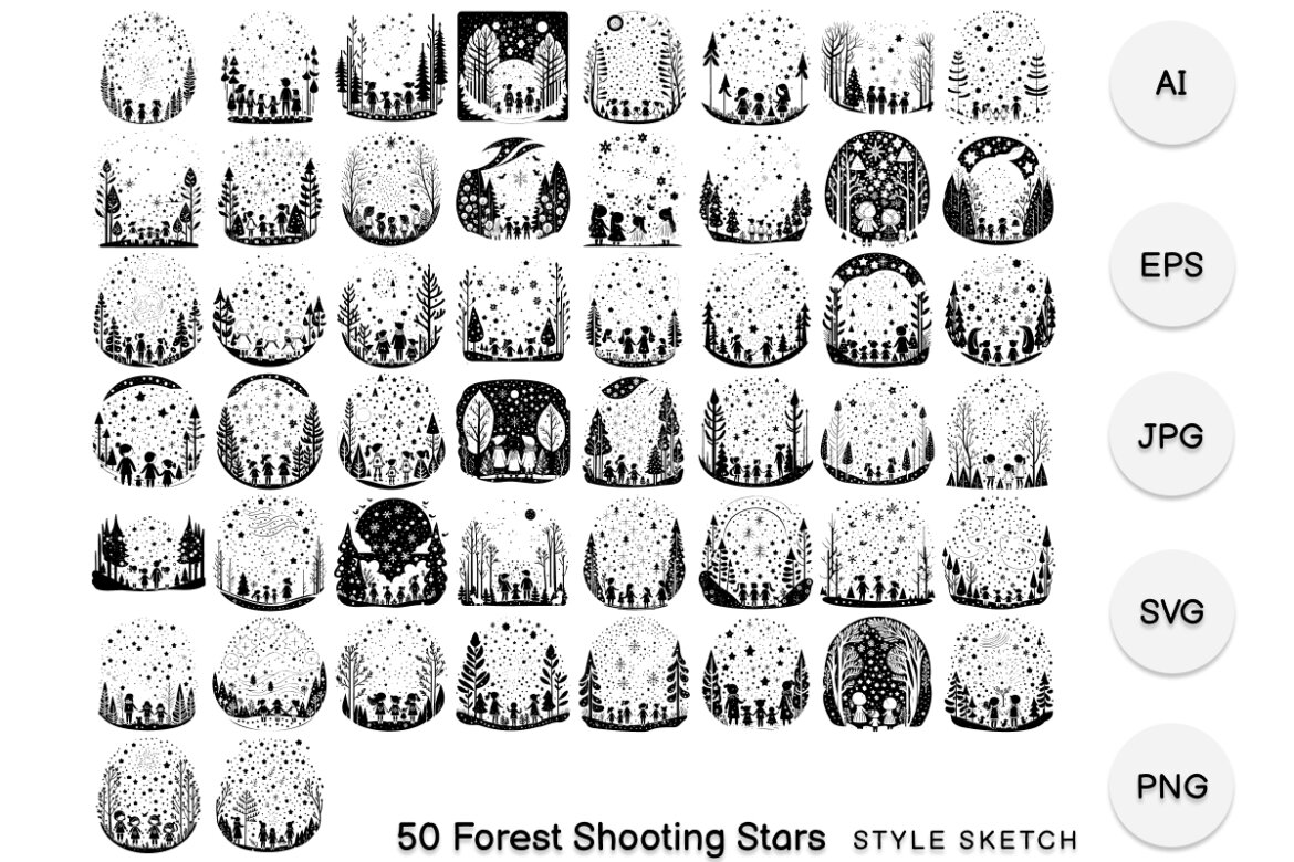 Forest Shooting Stars Element Icon Black | Deeezy