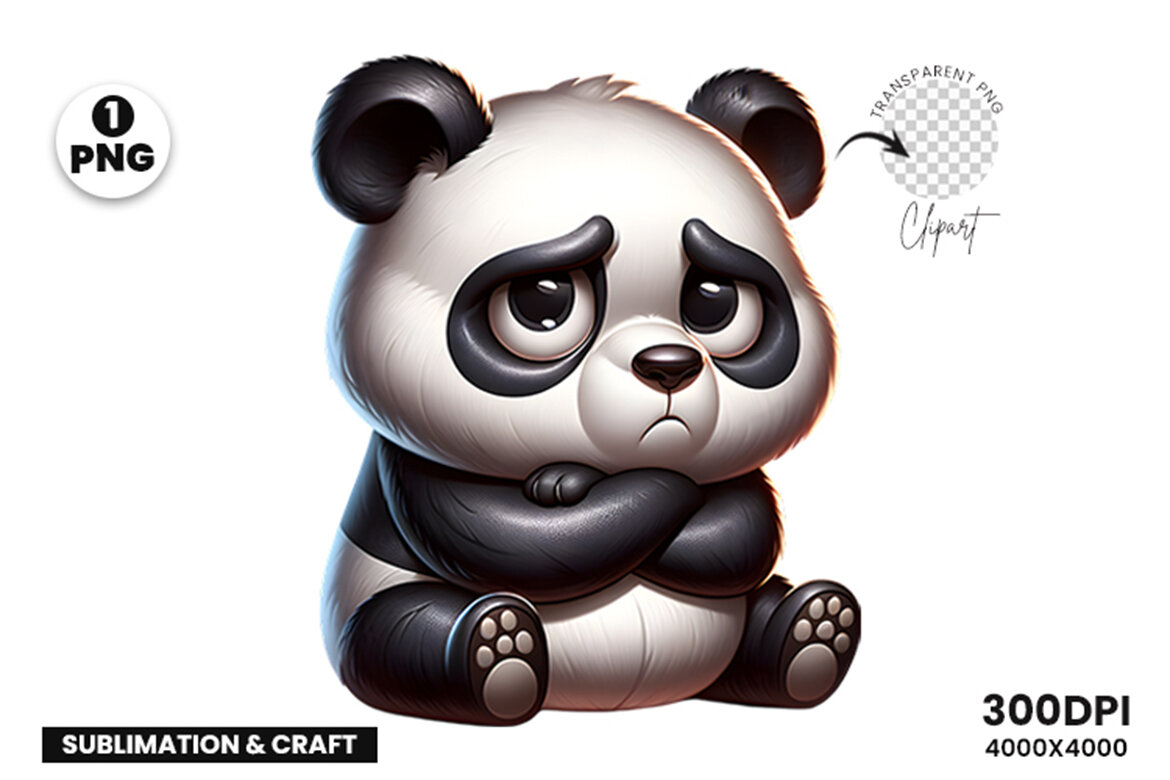 Funny Grumpy Panda Clipart PNG | Sublimation Clipart Design | Deeezy