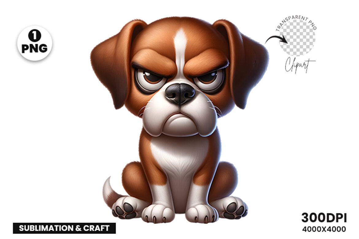 Funny Grumpy Dog Clipart PNG | Sublimation Clipart Design | Deeezy