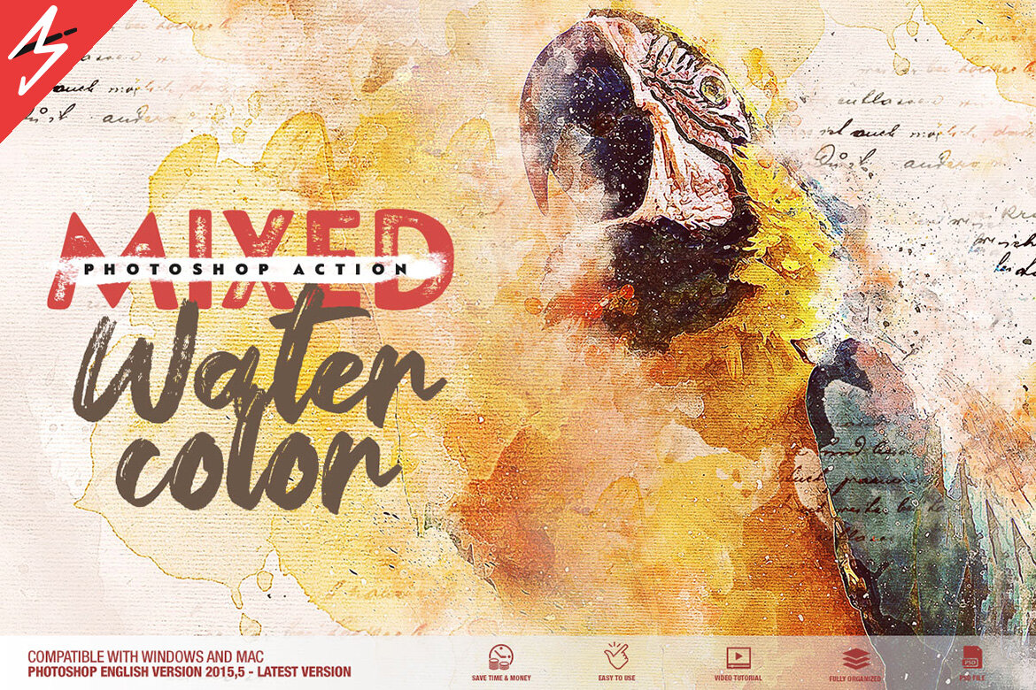 Mixed Watercolor Photoshop Action | Deeezy