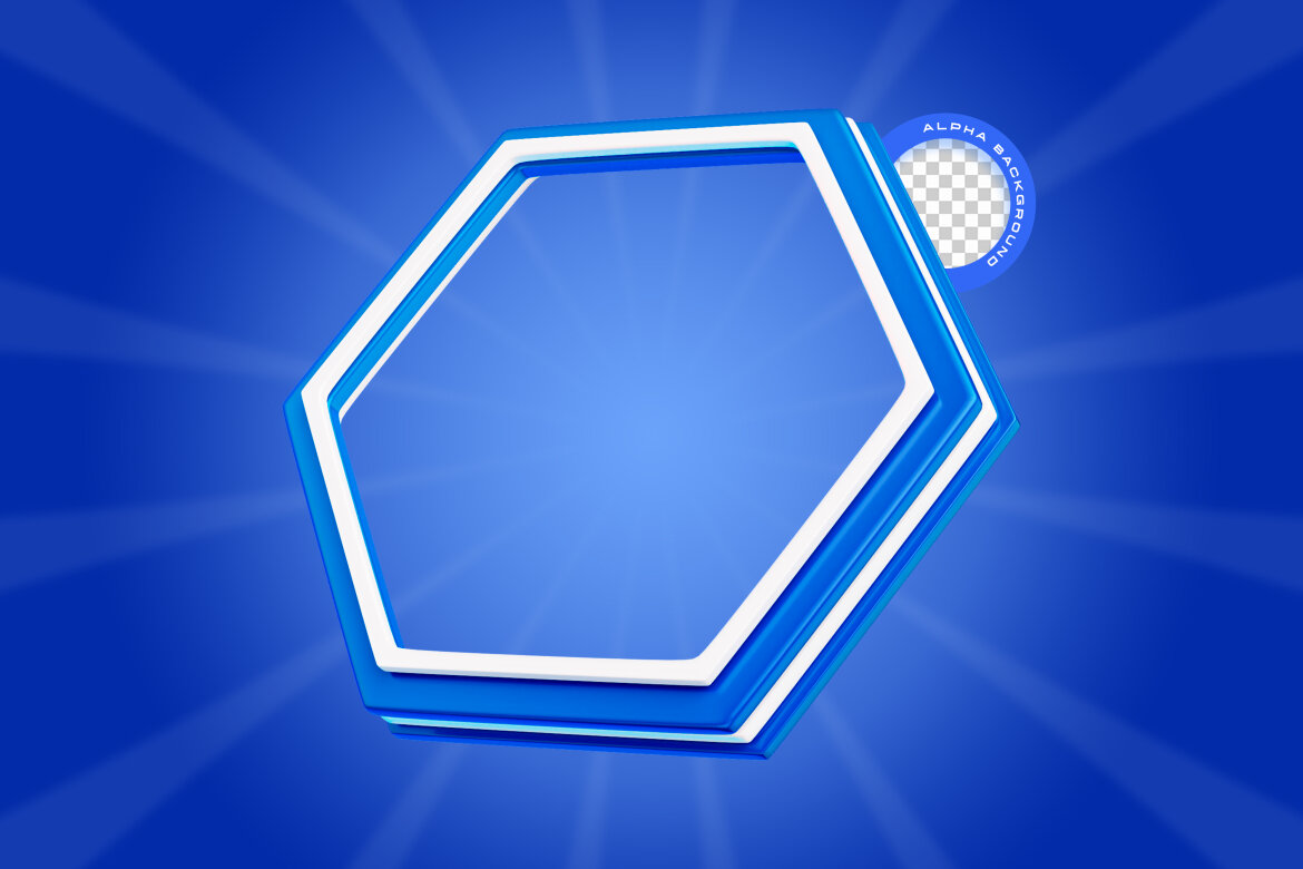 Social Media Hexagon Profile Frame 3d Render Illustration (4) | Deeezy