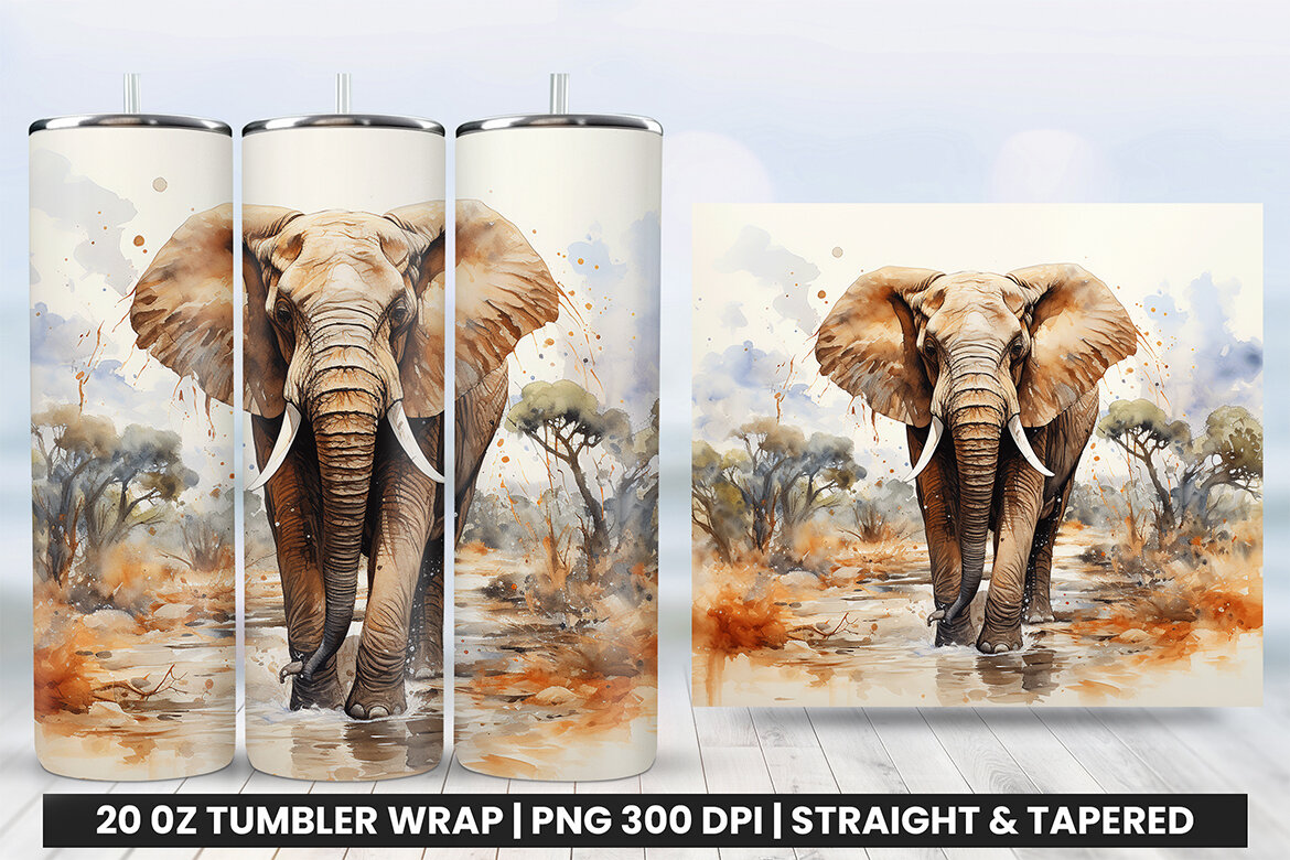 Aggressive Elephant Tumbler Wrap | Tumbler Wrap Sublimation | Deeezy