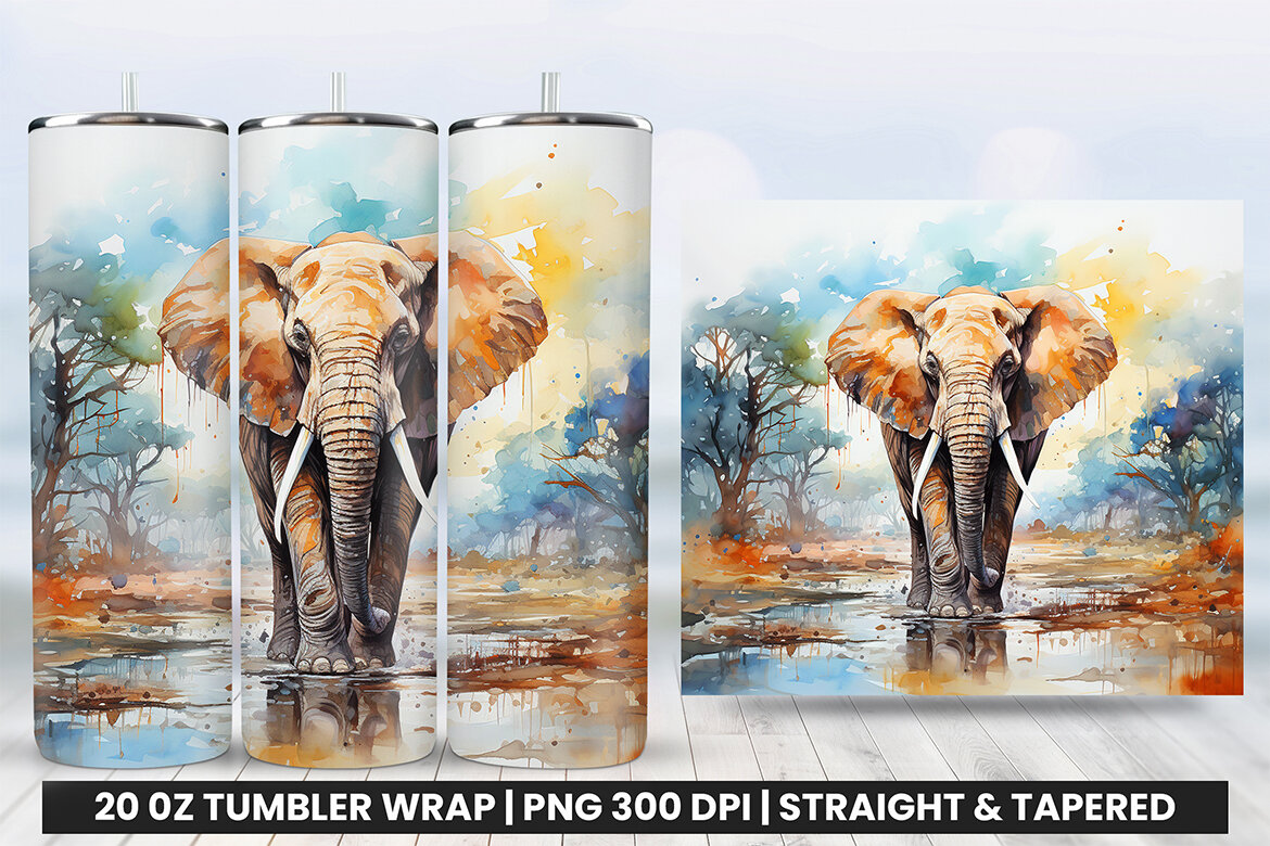 Aggressive Elephant Tumbler Wrap | Tumbler Wrap Sublimation | Deeezy