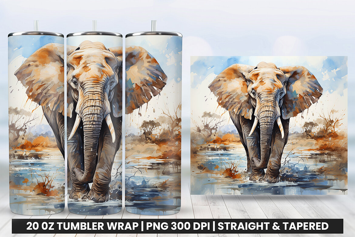 Aggressive Elephant Tumbler Wrap | Tumbler Wrap Sublimation | Deeezy