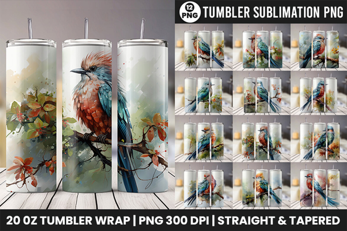 Watercolor Quetzal Tumbler Sublimation | Tumbler Wrap PNG | Deeezy