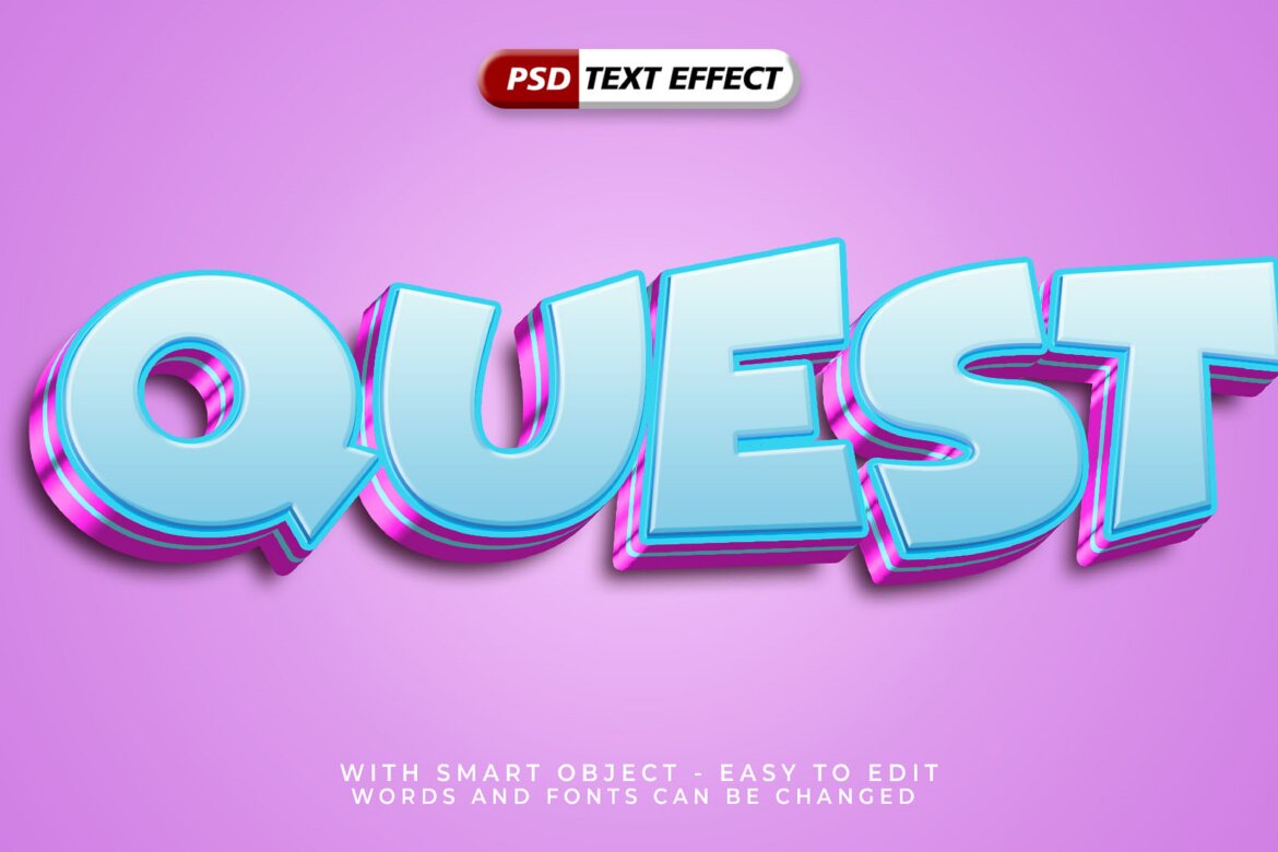 Quest Editable Premium 3d Psd Text Effect | Deeezy