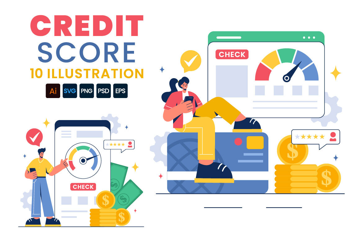 10 Credit Score Vector Illustration | Deeezy