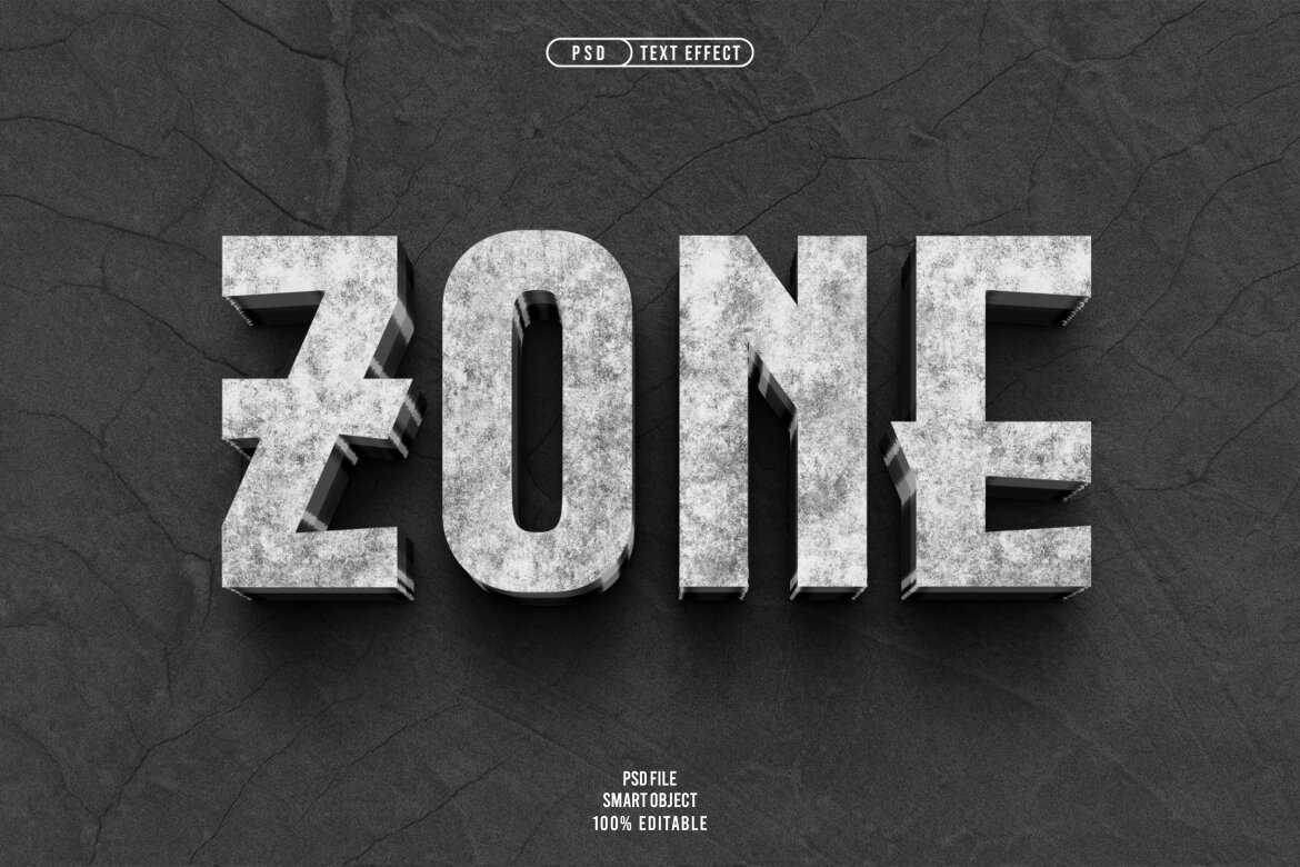 Zone 3D editable text effect | Deeezy