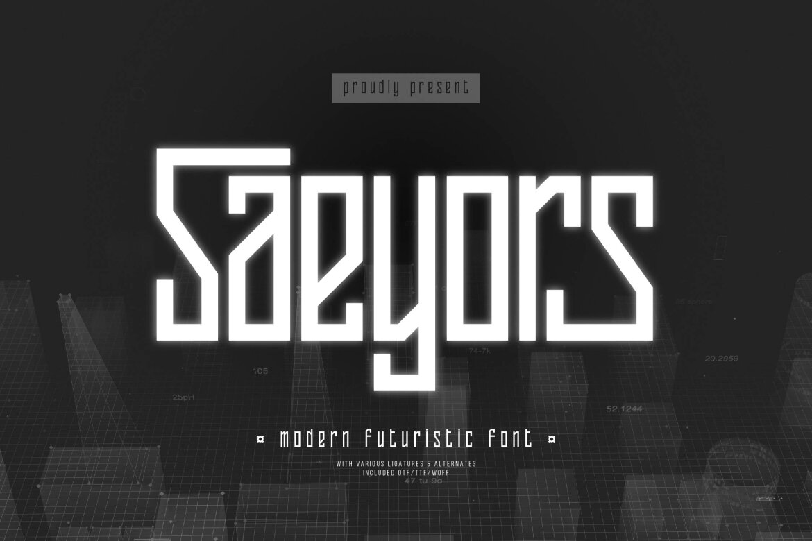 Saeyors | Modern Futuristic Font | Deeezy
