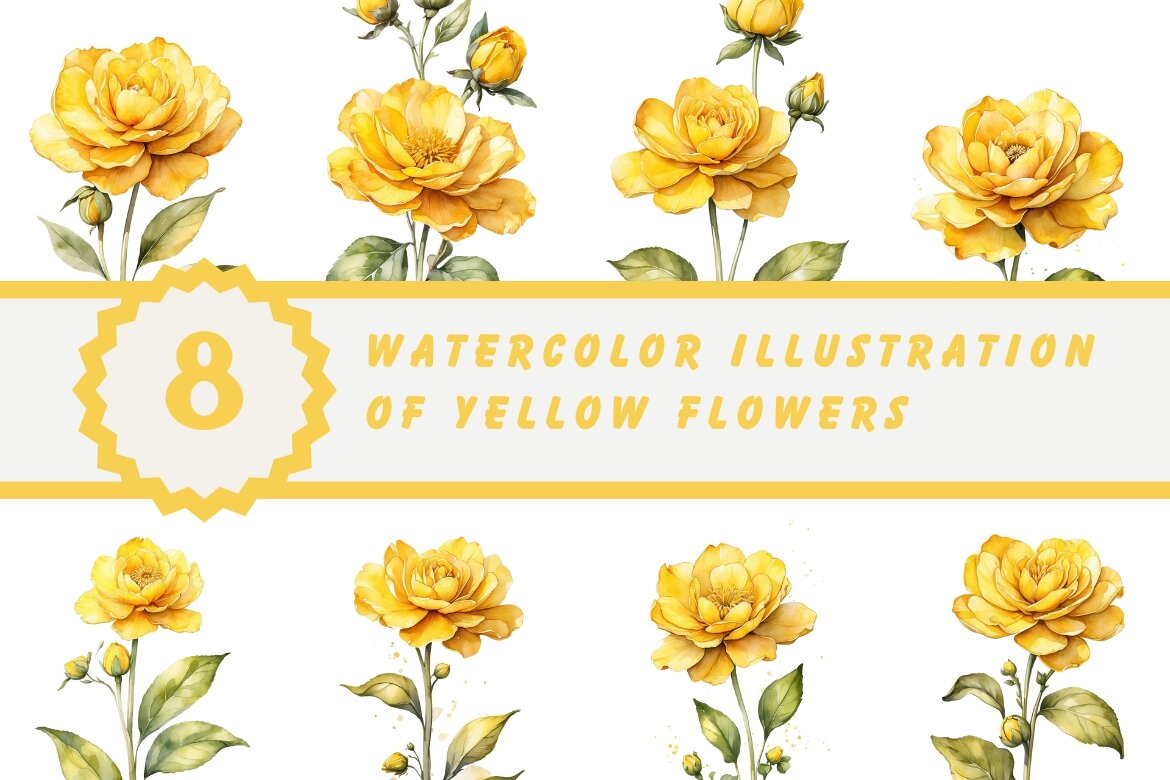 Watercolor illustration of yellow flower | Deeezy