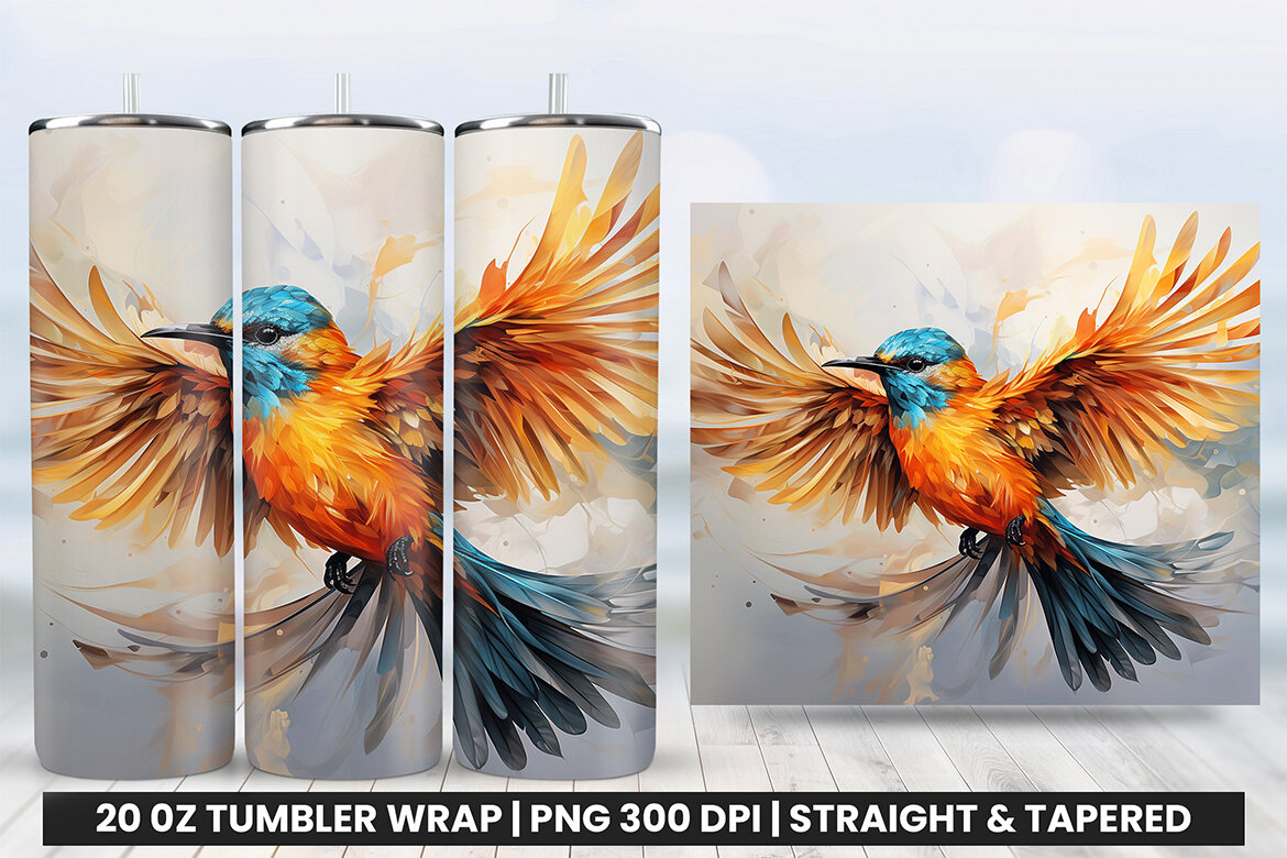 Watercolor Wilson's Bird Tumbler Wrap Sublimation PNG Design | Deeezy