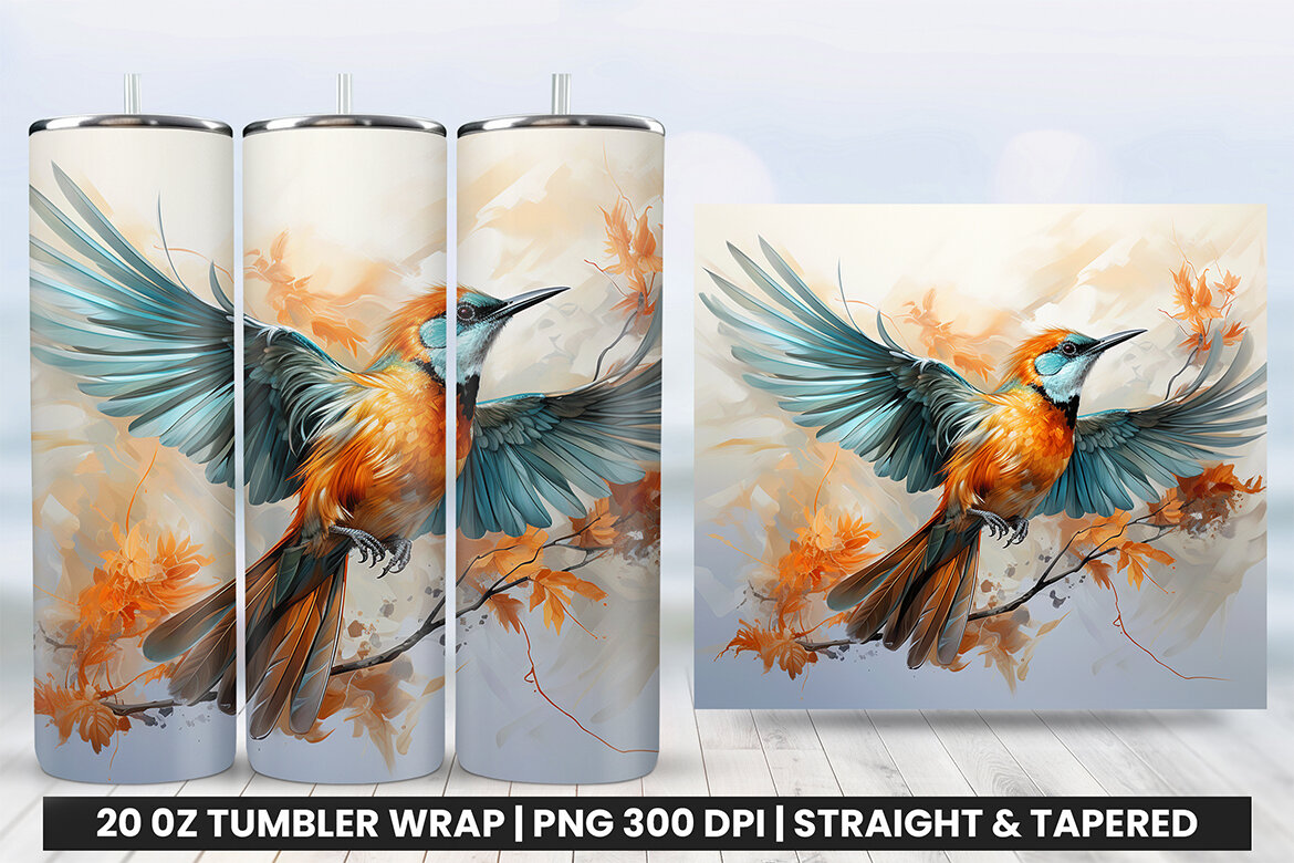 Watercolor Wilson's Bird Tumbler Wrap Sublimation PNG Design | Deeezy