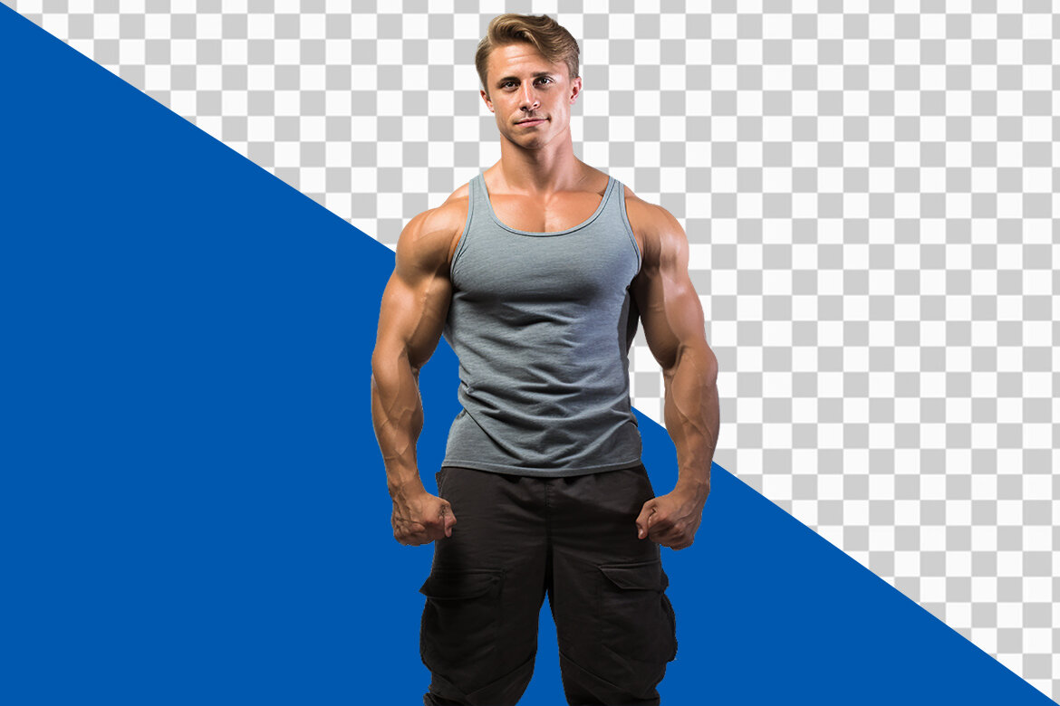 Portrait of a muscular man on transparent background PNG image | Deeezy