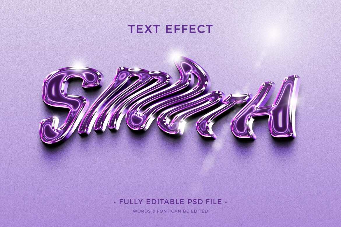 Melted Chromium 3d Premium Quality Editable Psd Text Effect (5) | Deeezy