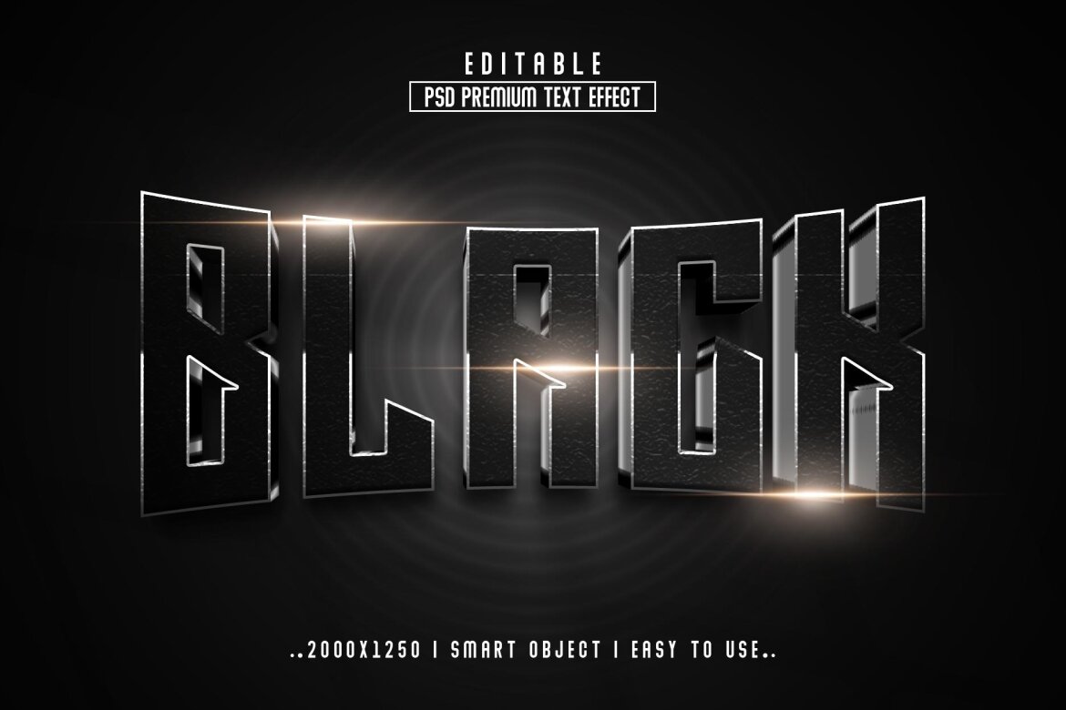 Black 3d Premium Quality Editable Psd Text Effect 2 | Deeezy